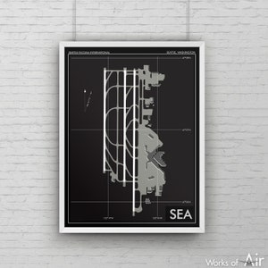Seattle Tacoma International Airport Art Print, SEA Airport Map Poster ...