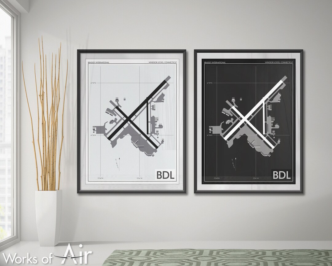 Bradley International Airport Art Print, BDL Airport Map Poster ...