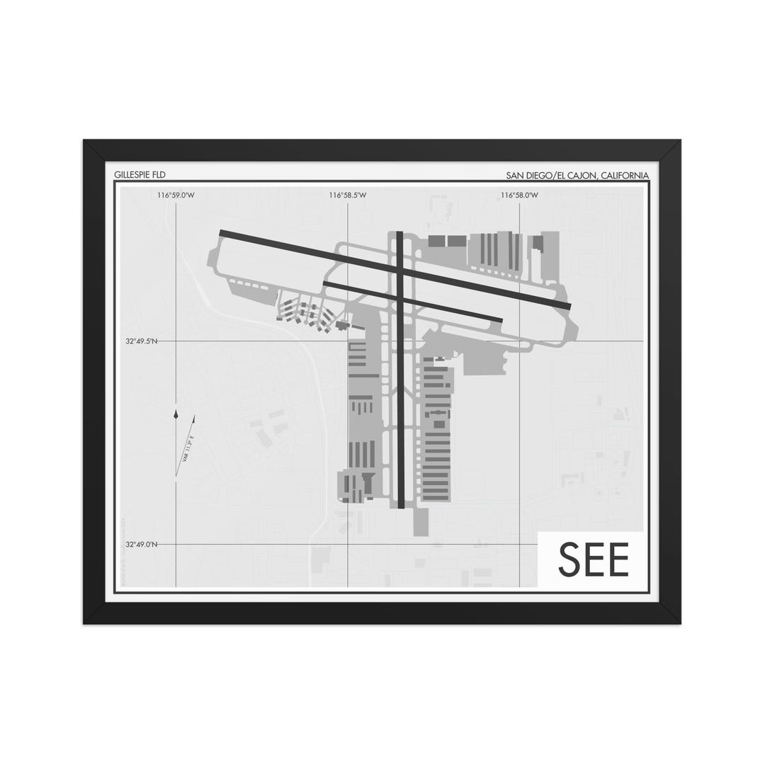Gillespie Field Art Print, SEE Airport Map Poster, Aviation Decor, San ...