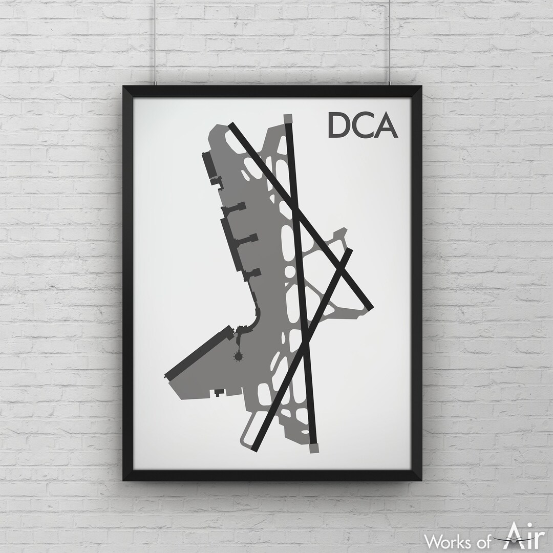 Ronald Reagan Washington National Minimal Airport Art Print, DCA Map ...