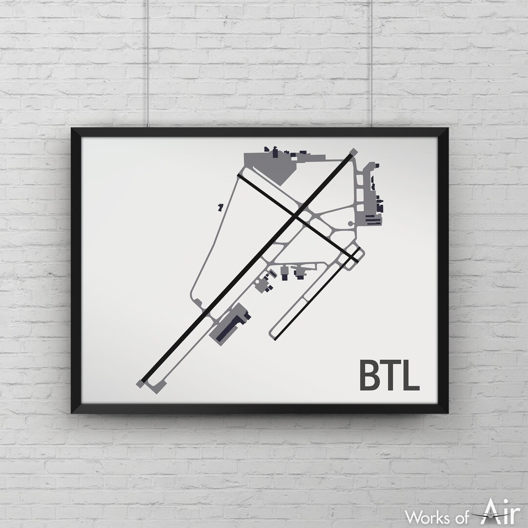 WK Kellogg Minimal Airport Art Print, BTL Minimalist Map Poster ...