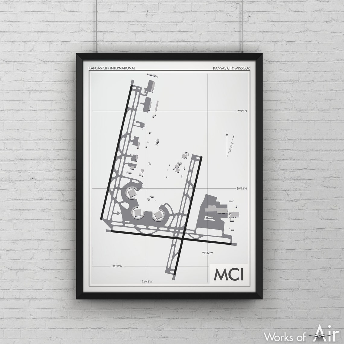 Kansas City International Airport Art Print MCI Airport Map - Etsy