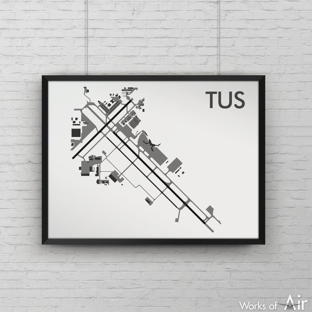 Tucson International Minimal Airport Art Print, TUS Airport Map Poster ...