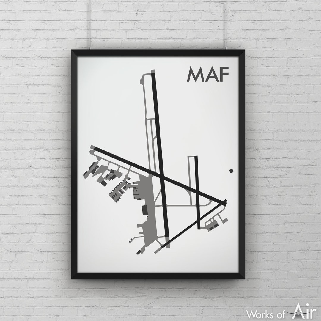 Midland International Air and Space Port Art Print, MAF Airport Map ...