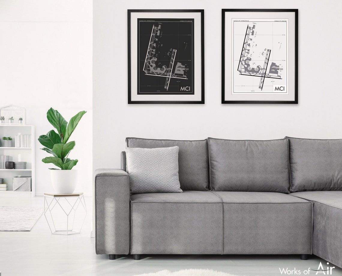 Kansas City International Airport Art Print MCI Airport Map - Etsy