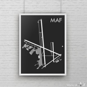 Midland International Air and Space Port Art Print, MAF Airport Map ...