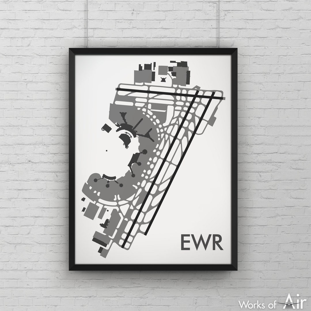 Newark Liberty Minimal Airport Art Print, EWR Airport Map Poster ...