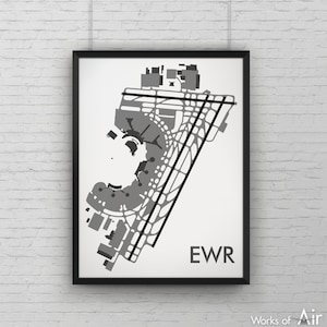 Newark Liberty Minimal Airport Art Print, EWR Airport Map Poster ...