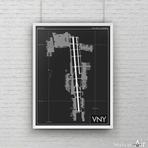 Van Nuys Airport Art Print, VNY Airport Map Poster, Aviation Decor ...