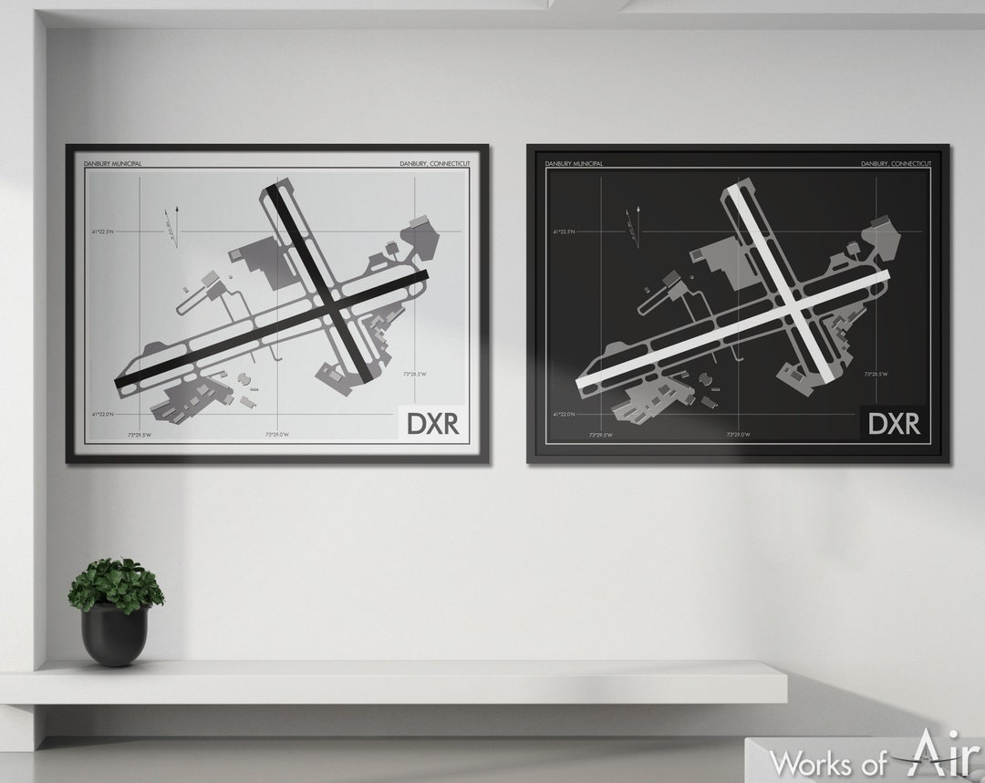 Danbury Municipal Airport Art Print, DXR KDXR Airport Map Poster ...