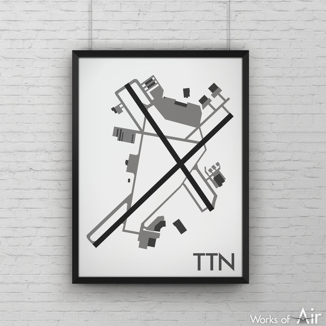 Trenton Mercer Minimal Airport Art Print, TTN Airport Map Poster ...