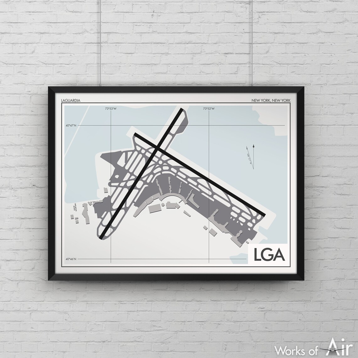 Laguardia Airport Art Print LGA Airport Map Poster Aviation - Etsy