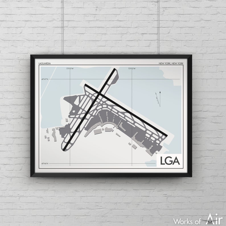 Laguardia Airport Art Print LGA Airport Map Poster Aviation - Etsy