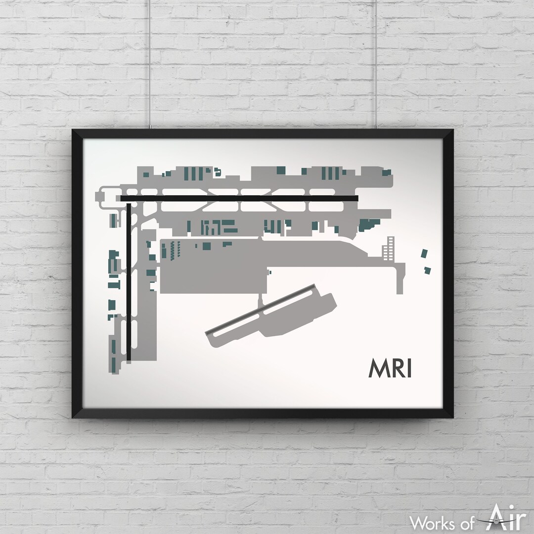 Merrill Field Minimal Airport Art Print, MRI Minimalist Map Poster ...