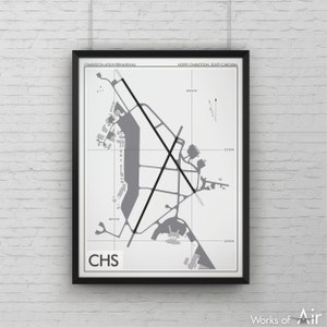Charleston Air Force Base Art Print, CHS Airport Map Poster, Aviation ...