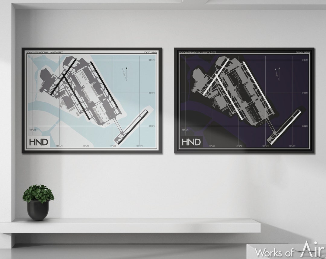 Haneda Airport Art Print, HND Airport Map Poster, Aviation Decor, Tokyo ...