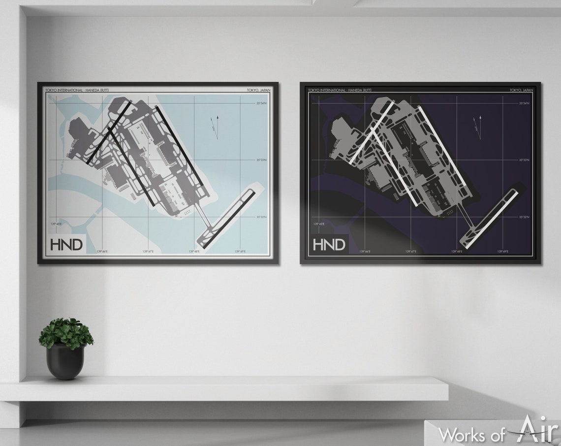 Haneda Airport Art Print HND Airport Map Poster Aviation - Etsy