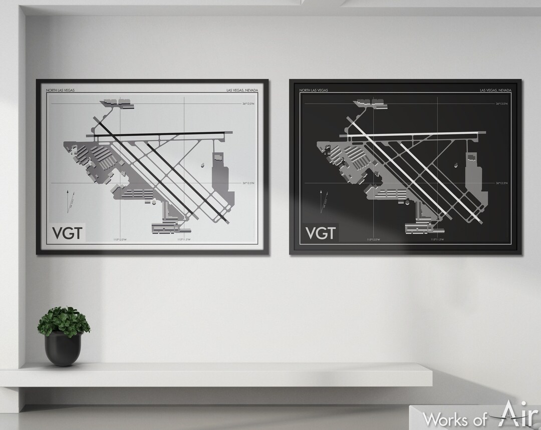 North Las Vegas Airport Art Print, VGT Airport Map Poster, Aviation ...