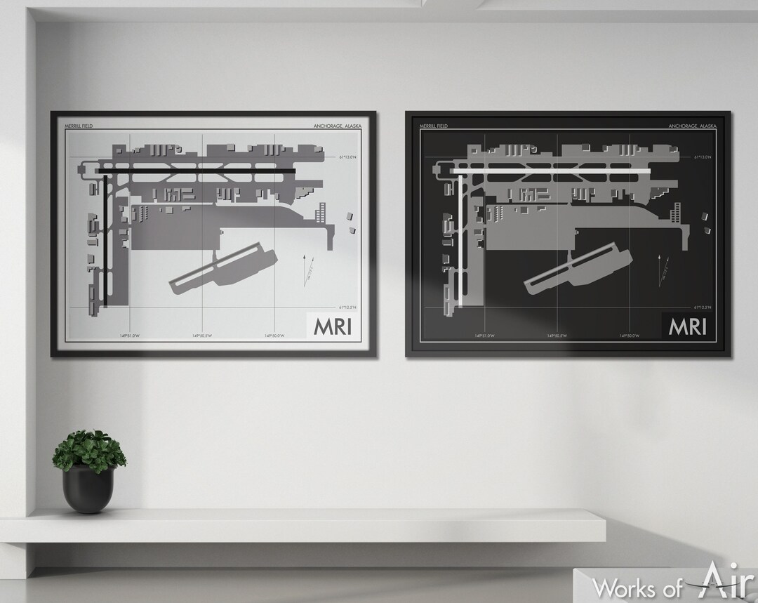 Merrill Field Art Print MRI Airport Map Poster Aviation - Etsy Singapore