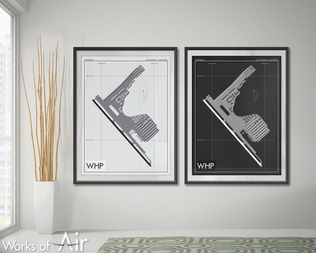 Whiteman Airport Art Print, WHP Airport Map Poster, Aviation Decor ...