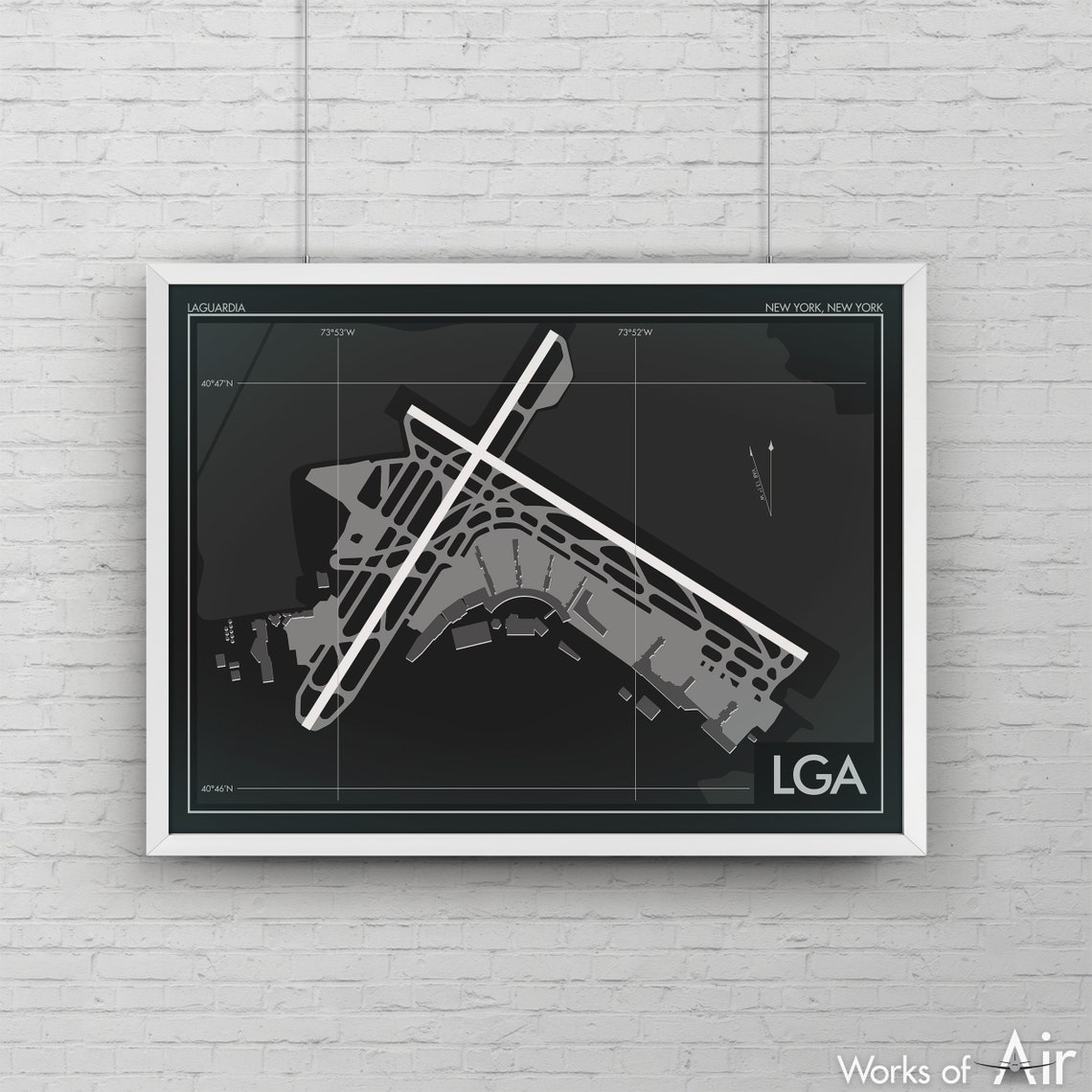 Laguardia Airport Art Print LGA Airport Map Poster Aviation - Etsy