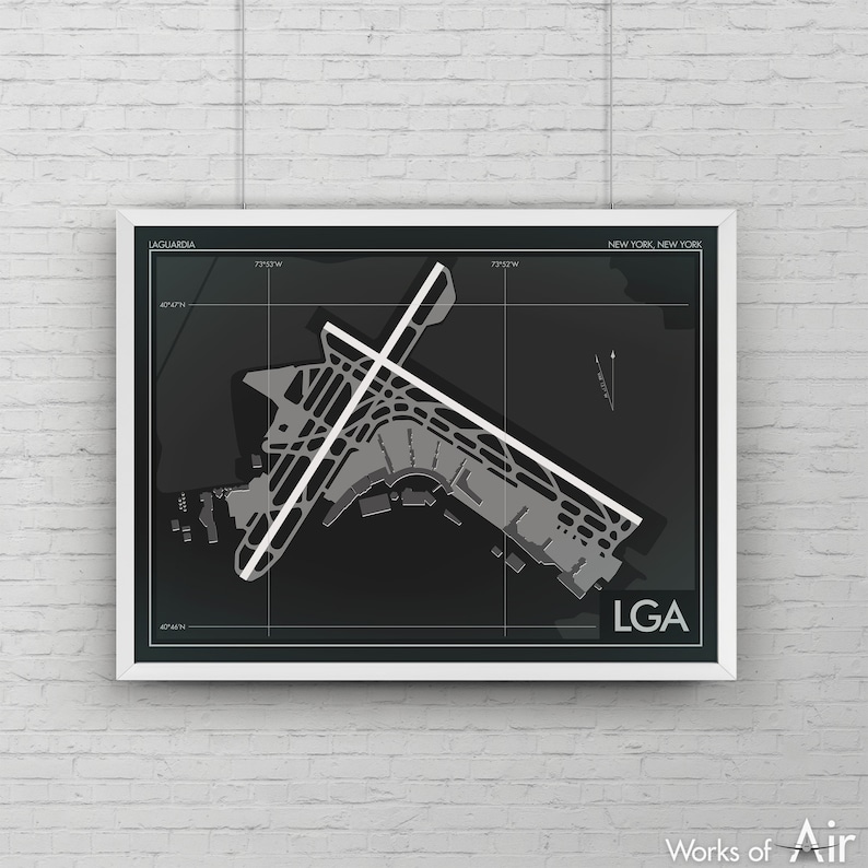 Laguardia Airport Art Print LGA Airport Map Poster Aviation - Etsy