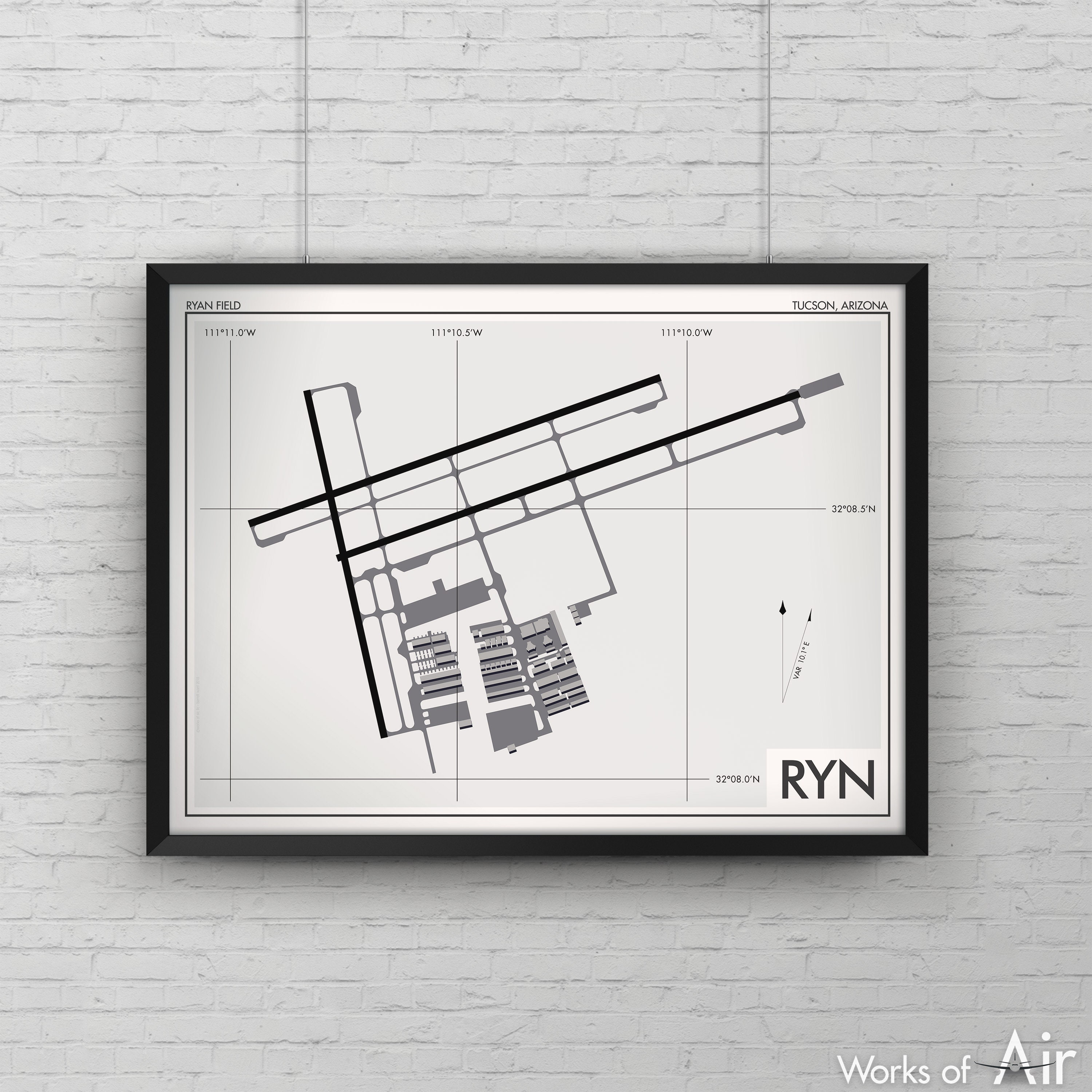 Ryan Airfield Art Print RYN Airport Map Poster Aviation - Etsy UK