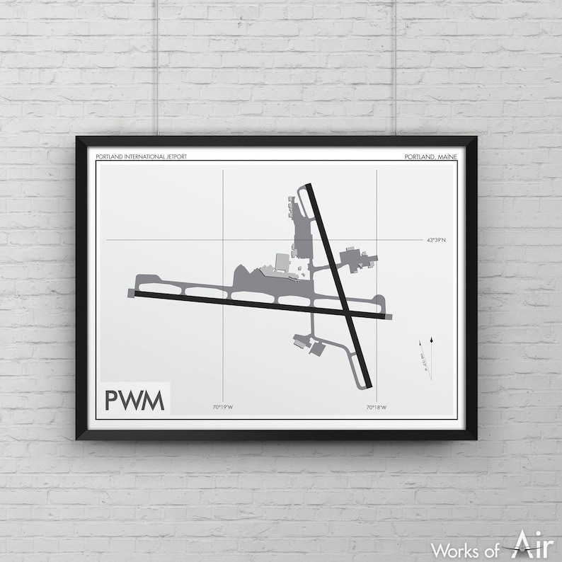 Portland International Jetport Art Print, PWM Airport Map Poster ...