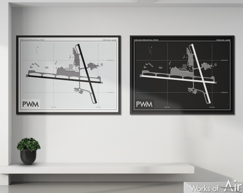 Portland International Jetport Art Print, PWM Airport Map Poster ...