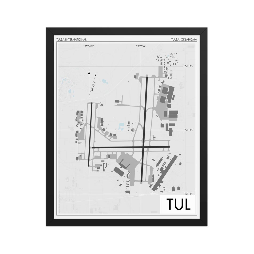 Tulsa International Airport Art Print, TUL Airport Map Poster, Aviation ...