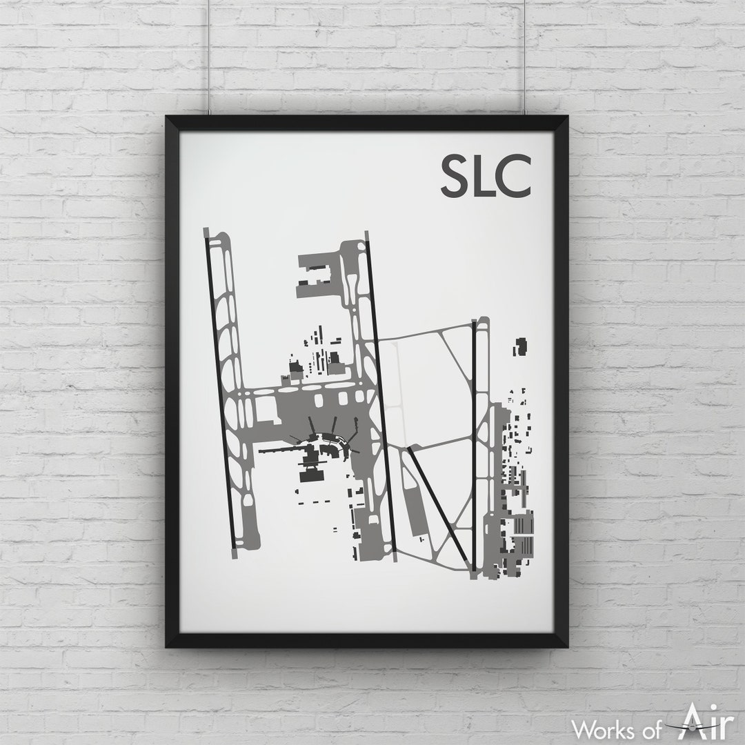 Salt Lake City International Airport Minimal Art Print, SLC Airport Map ...