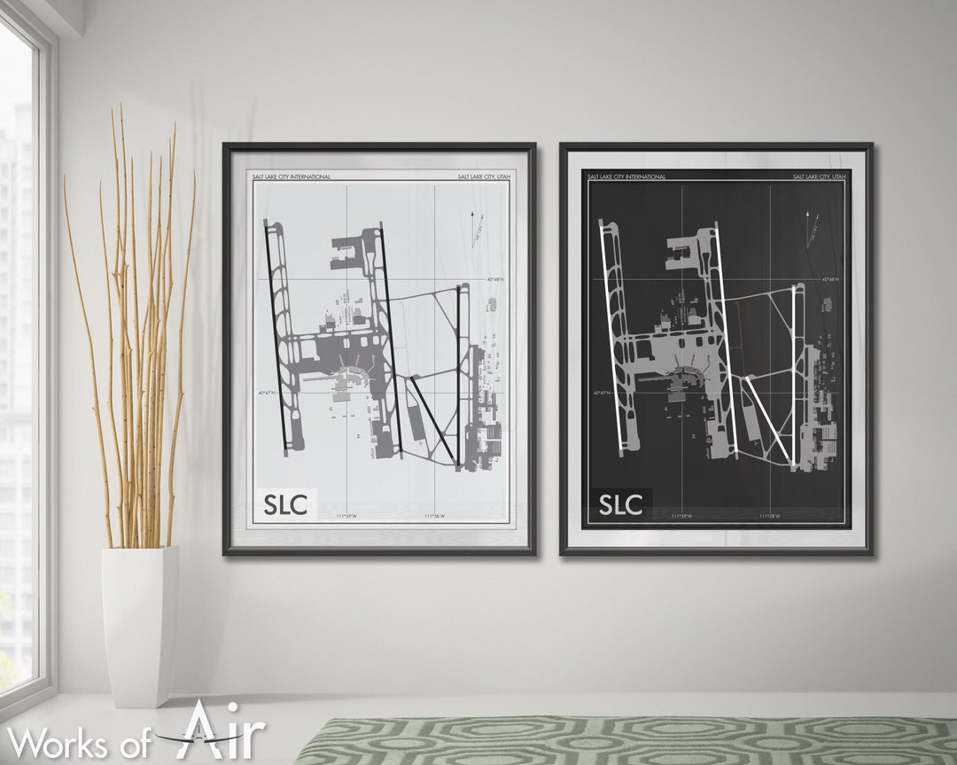 Salt Lake City International Airport Art Print, SLC Airport Map Poster ...
