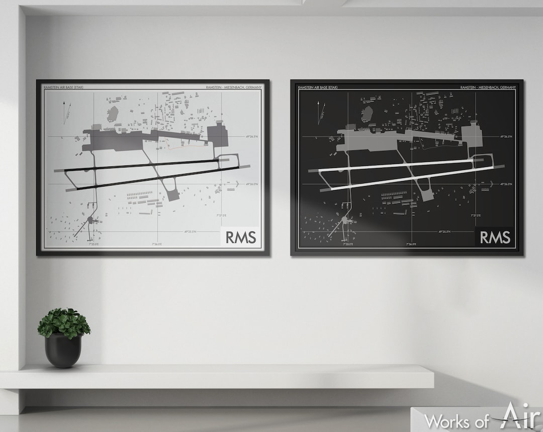 Ramstein Air Base Airport Art Print, RMS Airport Map Print, Aviation ...
