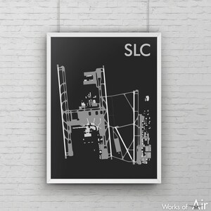 Salt Lake City International Airport Minimal Art Print, SLC Airport Map ...