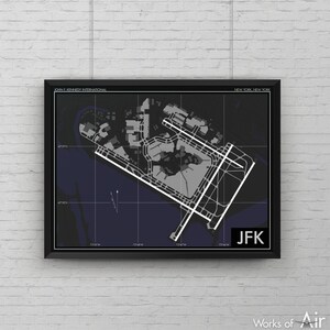 John F Kennedy Intl Airport Art Print, JFK Airport Map Poster, Aviation ...