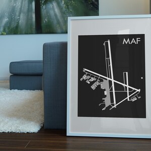 Midland International Air and Space Port Art Print, MAF Airport Map ...