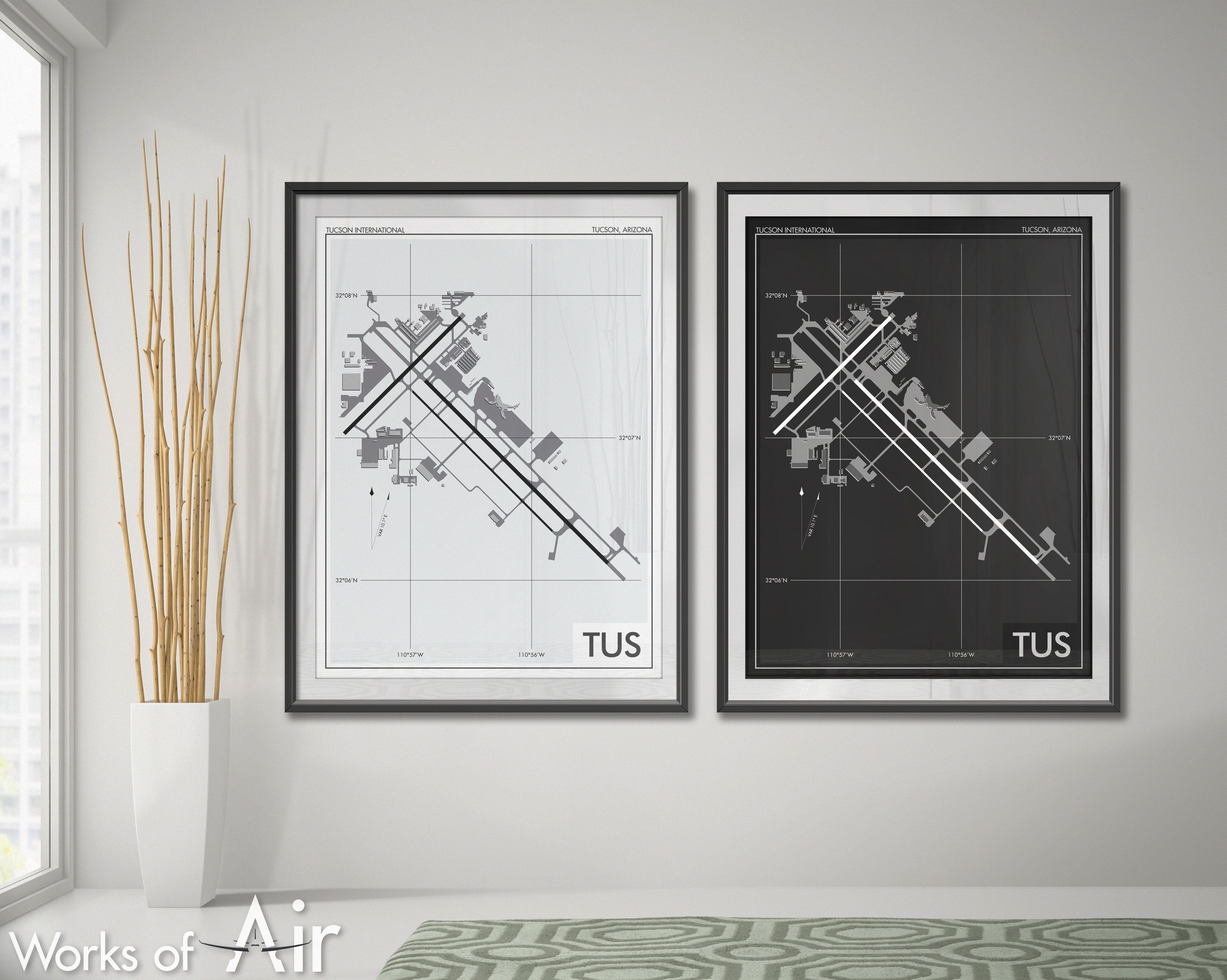 Tucson International Airport Art Print TUS Airport Map - Etsy