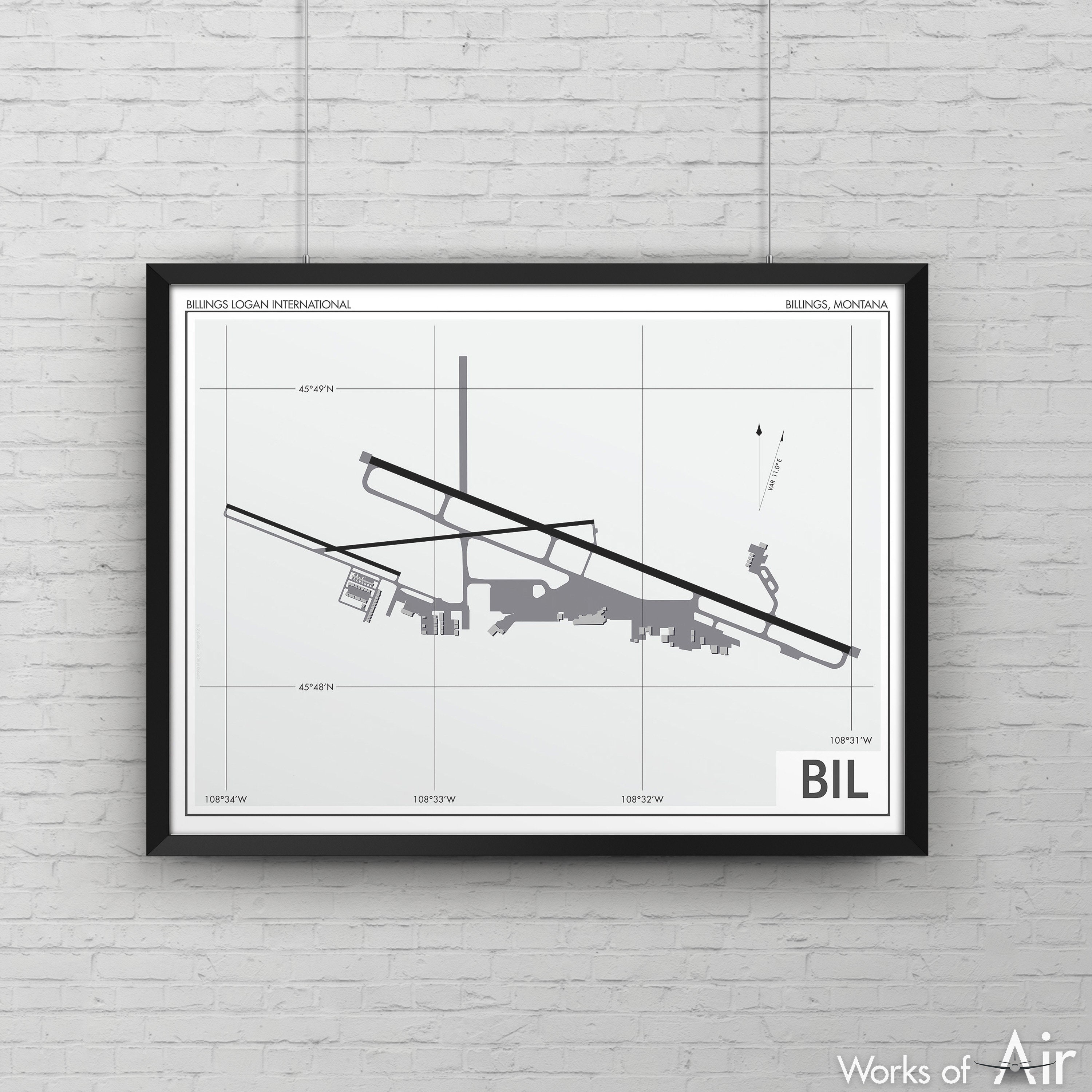 Billings Logan International Airport Art Print, BIL Map Poster ...