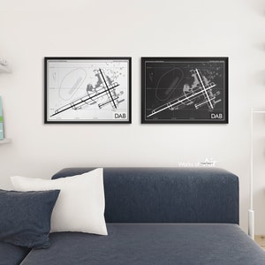 Embry Riddle Colors Daytona Airport Art Print, DAB Airport Map Poster ...