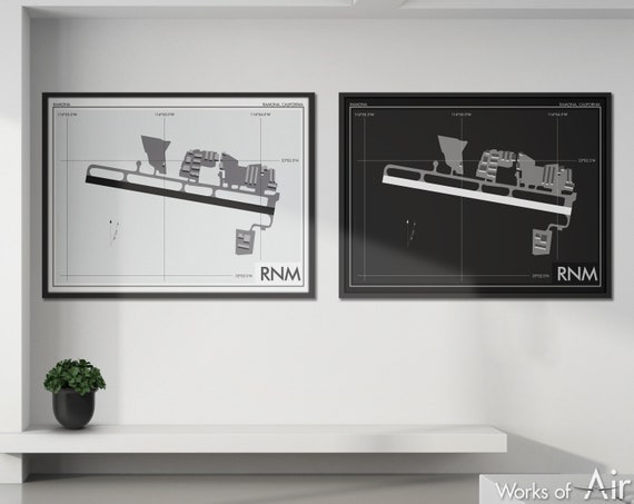 Ramona Airport Art Print RNM Airport Map Poster Aviation - Etsy