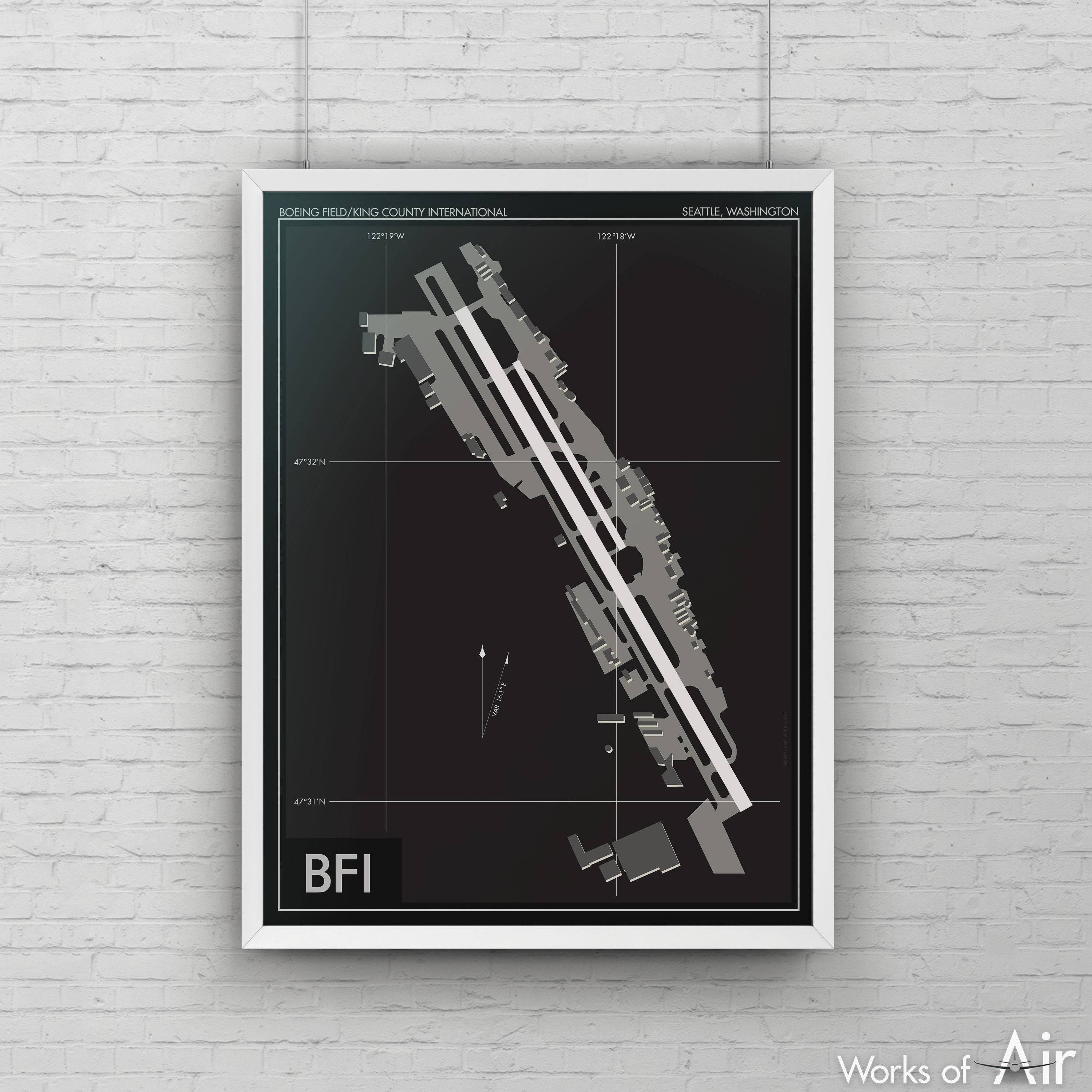 Boeing Field Airport Art Print BFI Airport Map Poster - Etsy UK