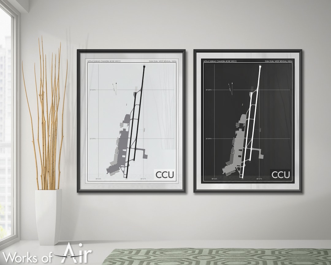 Netaji Subhas Chandra Bose Airport Art Print, VECC Airport Map Poster ...