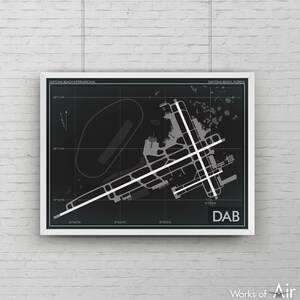 Embry Riddle Colors Daytona Airport Art Print, DAB Airport Map Poster ...