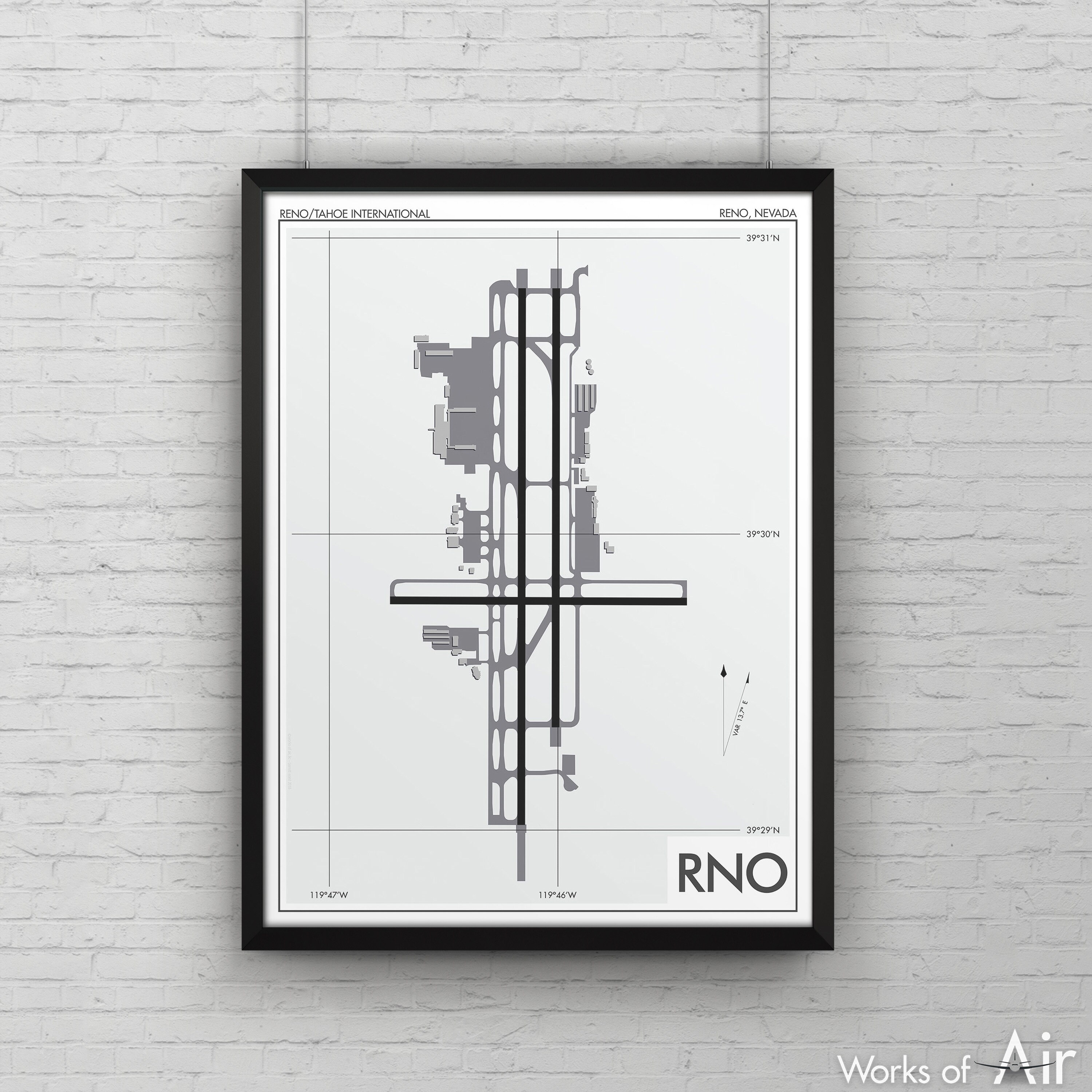 Reno Tahoe International Airport Art Print RNO Airport Map - Etsy