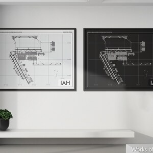 George Bush Intercontinental Airport Art Print, IAH Map Poster ...