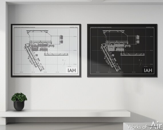 George Bush Intercontinental Airport Art Print IAH Map - Etsy