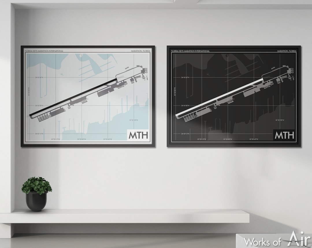 Florida Keys Marathon Airport Art Print, MTH Airport Map Poster ...