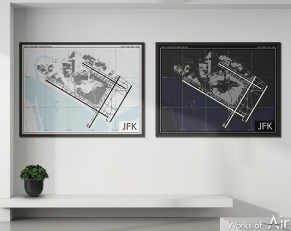 John F Kennedy Intl Airport Art Print JFK Airport Map Poster - Etsy