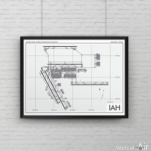George Bush Intercontinental Airport Art Print, IAH Map Poster ...