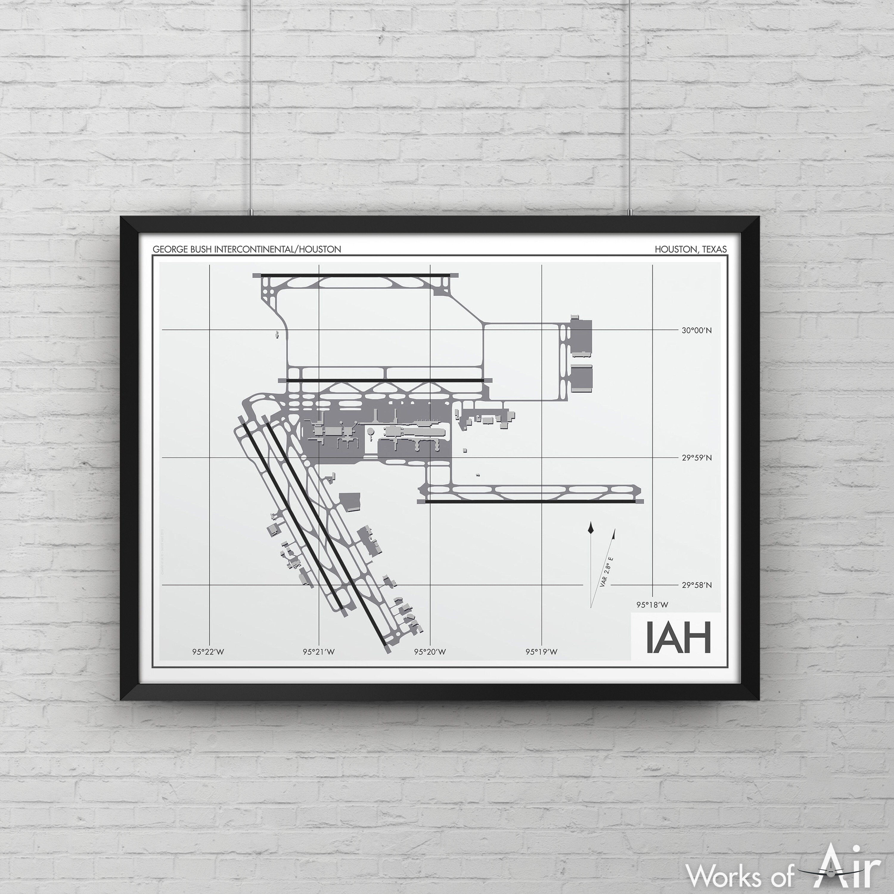 George Bush Intercontinental Airport Art Print IAH Map - Etsy